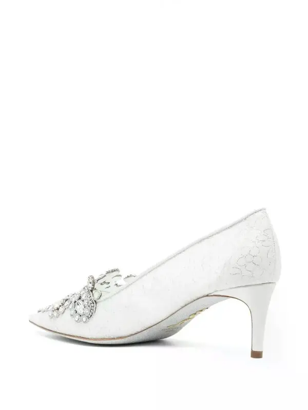 Rene Caovilla Veneziana 60mm Lace Pumps - Silver