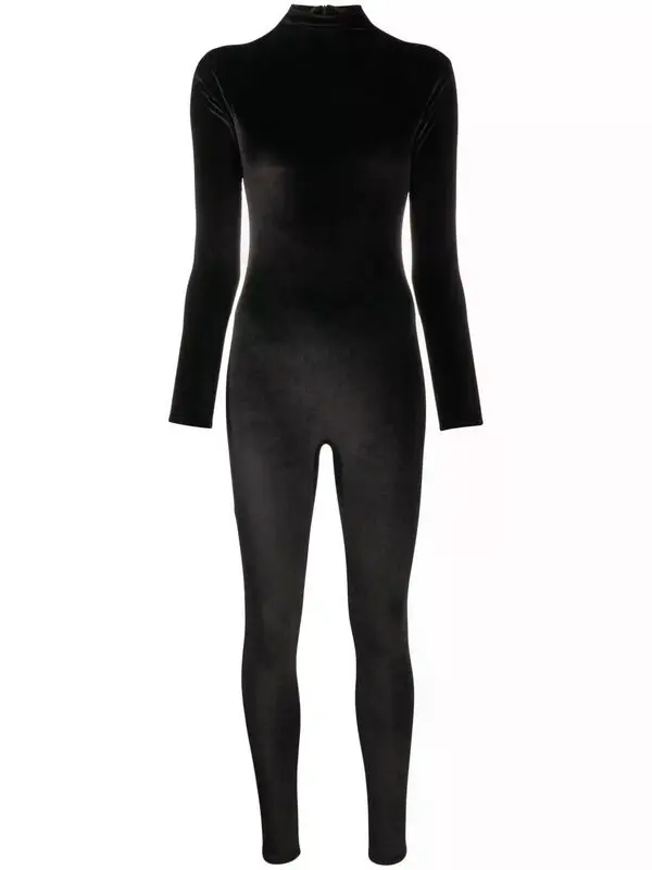 ATU BODY COUTURE Velvet Effect Long-sleeve Jumpsuit - Black
