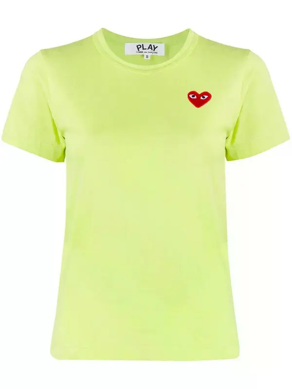 Play Comme Des Garcon Logo Patch Crew Neck T-shirt - Green