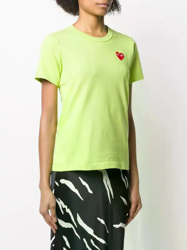 Play Comme Des Garcon Logo Patch Crew Neck T-shirt - Green