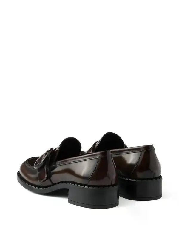 Prada Brushed Leather Loafers With Buckle Detail