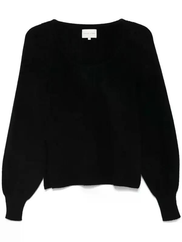 Loulou De Saison Cashmere Ribbed Knit U-neck Sweater - Black