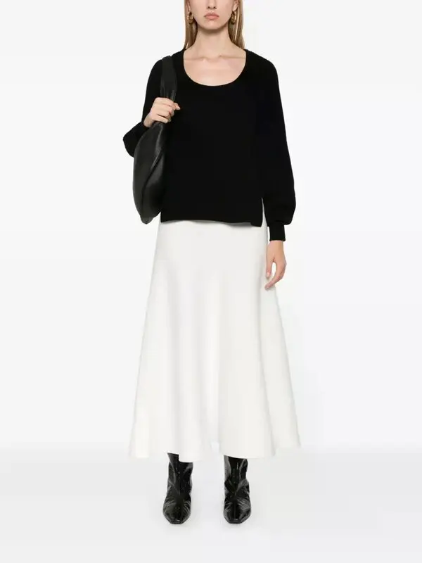 Loulou De Saison Cashmere Ribbed Knit U-neck Sweater - Black