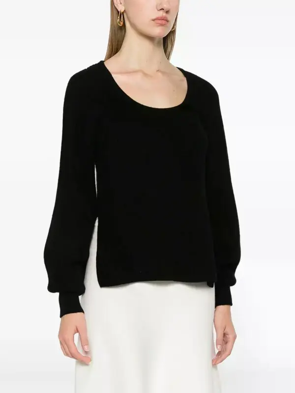 Loulou De Saison Cashmere Ribbed Knit U-neck Sweater - Black