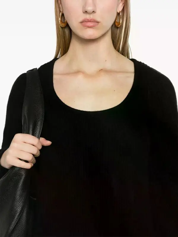 Loulou De Saison Cashmere Ribbed Knit U-neck Sweater - Black