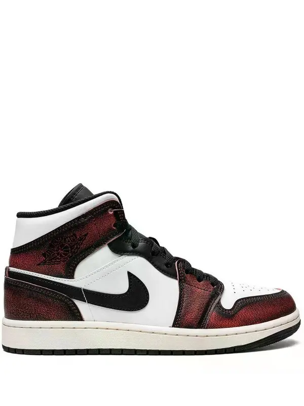 JORDAN Air 1 Mid Se Wear-away Infrared Sneakers - Black