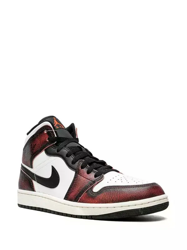 JORDAN 1 Mid Se Wear-away Infrared Sneakers - Black