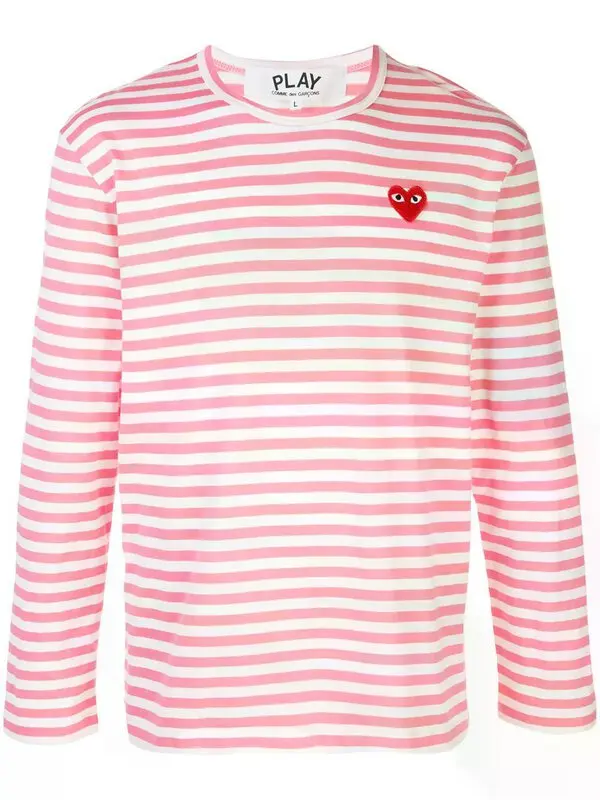 Play Comme Des Garcon Striped Logo T-shirt