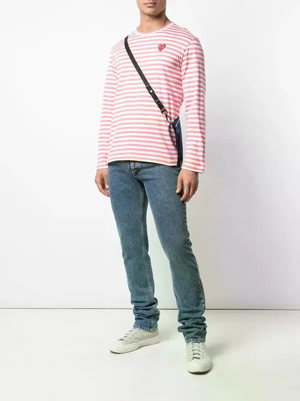 Play Comme Des Garcon Striped Logo T-shirt