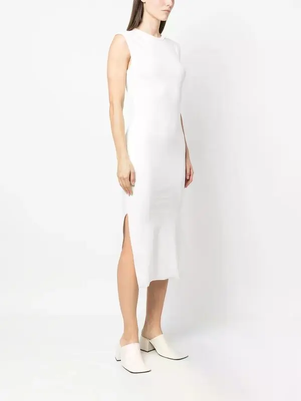 THOM KROM Sleeveless Crewneck Midi Dress - White