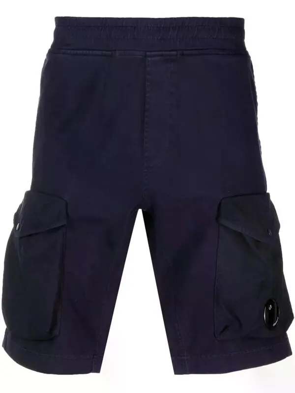 C.P. COMPANY Cotton Cargo Shorts With Lens Detail - Blue