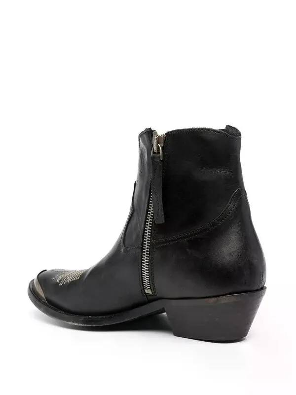 GOLDEN GOOSE Leather Embroidered Cowboy Boots