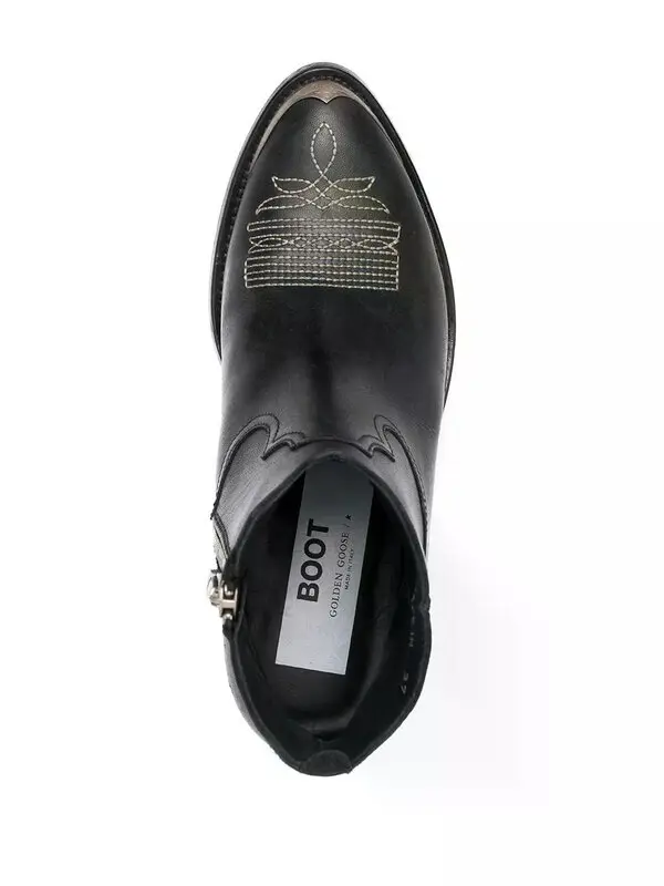 GOLDEN GOOSE Leather Embroidered Cowboy Boots