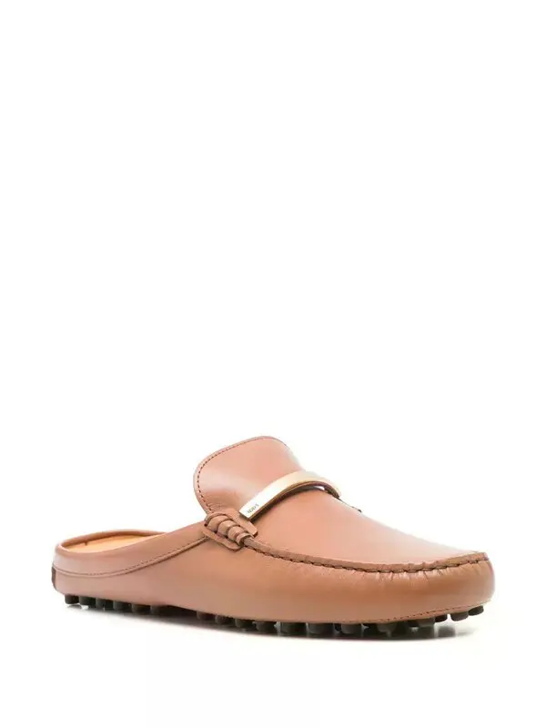 TOD'S Leather Slippers - Brown
