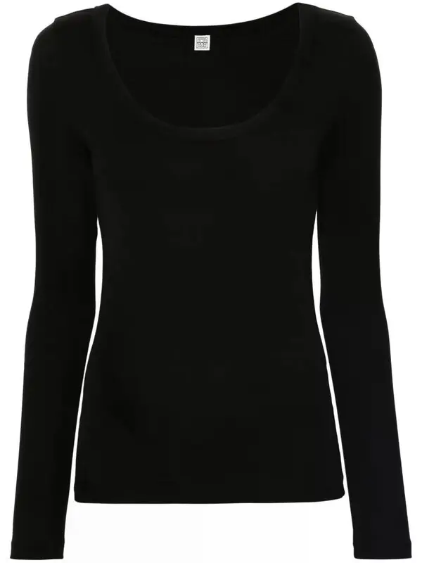 TOTEME Scoop-neck Fine-ribbed T-shirt - Black