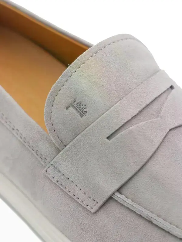 TOD'S Suede Loafers With Embroidered Logo