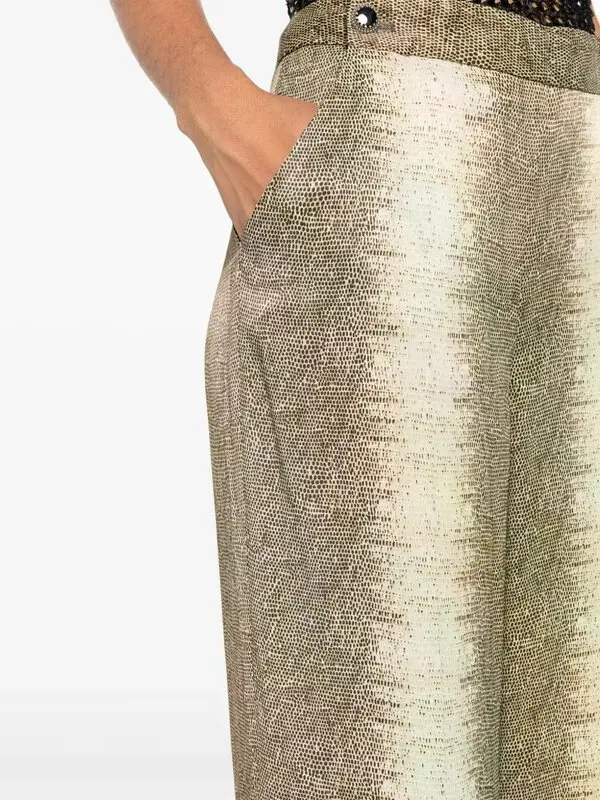 TWINSET Lizard-skin Effect Satin Wide-leg Trousers