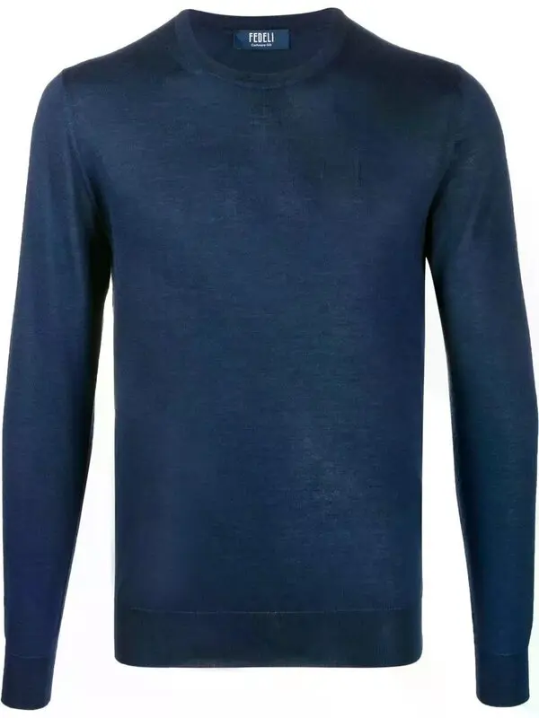 Fedeli Ribbed Crew Neck Jumper - Blue