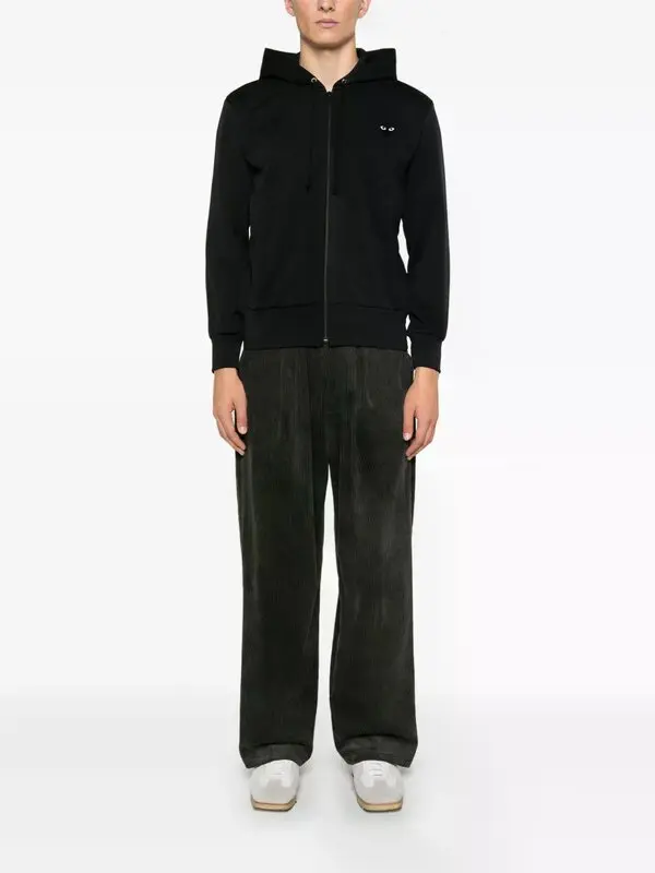 Play Comme Des Garcon Heart Patch Zip-up Hoodie - Black