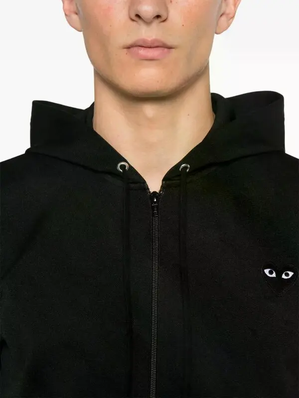 Play Comme Des Garcon Heart Patch Zip-up Hoodie - Black