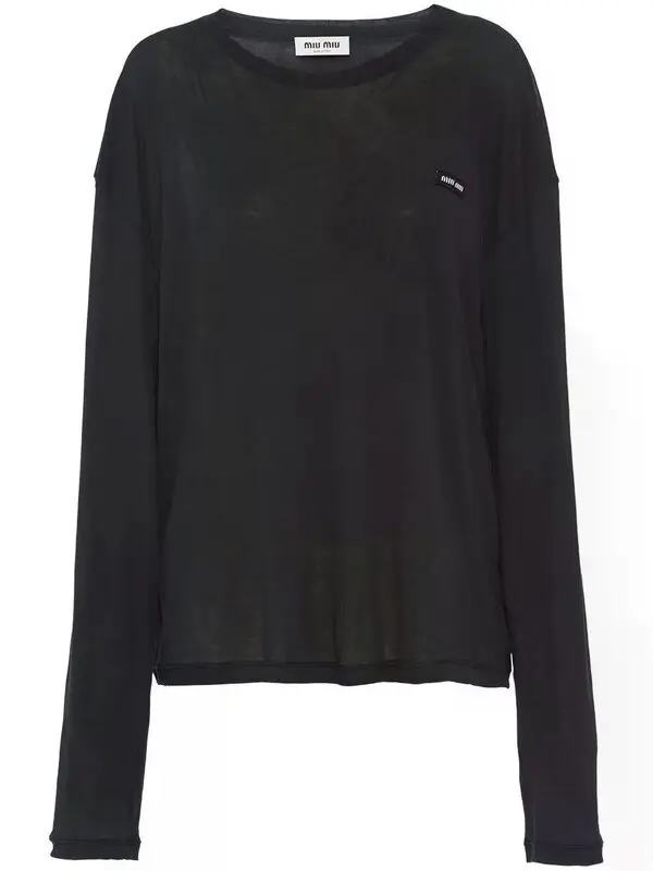 Miu Miu Logo-patch Long-sleeve T-shirt - Black