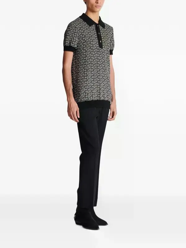 Balmain Monogram Jacquard Polo Shirt