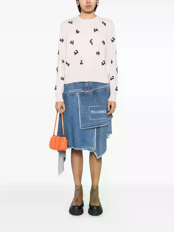 Maison Kitsuné Fox Embroidered Wool Blend Cardigan
