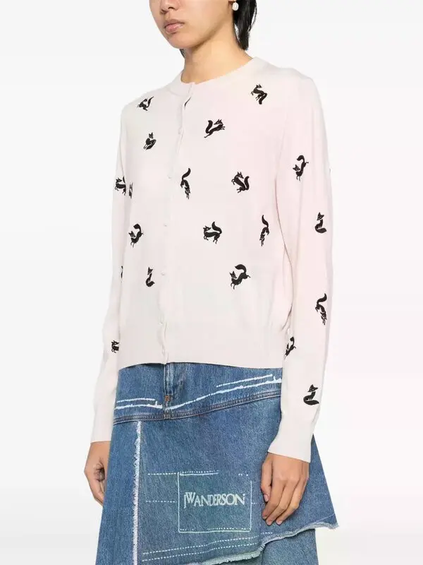 Maison Kitsuné Fox Embroidered Wool Blend Cardigan