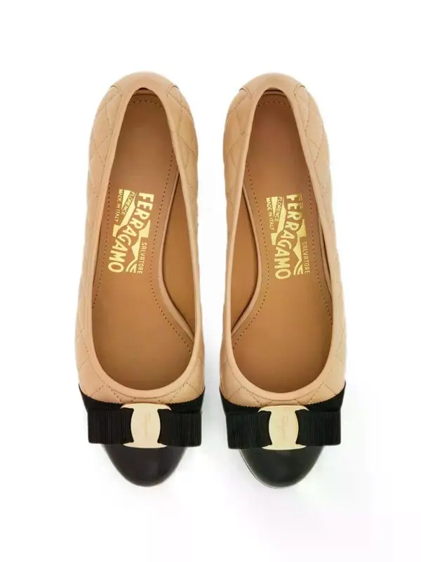 FERRAGAMO Vara Quilted Leather Pumps - Neutrals