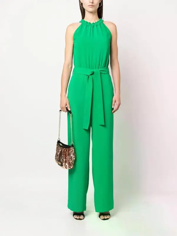 P.a.r.o.s.h Emerald Crepe Halterneck Jumpsuit - Green