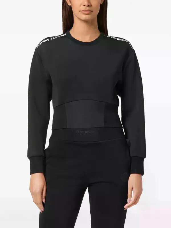 PLEIN SPORT Cropped Panel Sweatshirt With Appliqué Logo