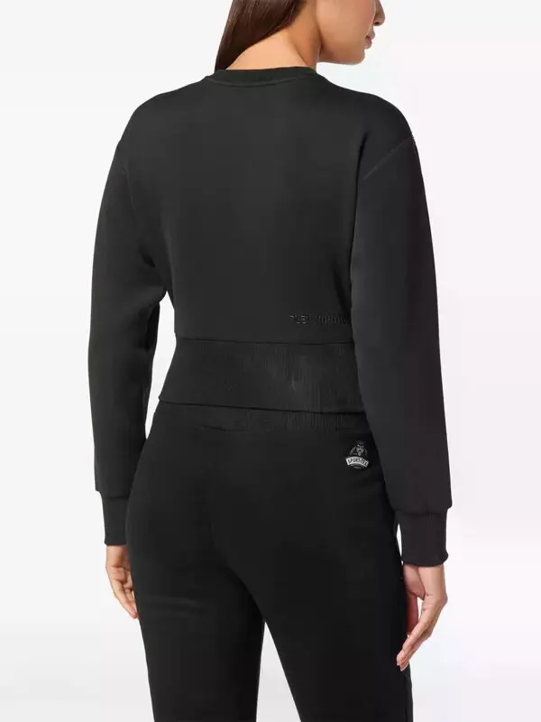 PLEIN SPORT Cropped Panel Sweatshirt With Appliqué Logo