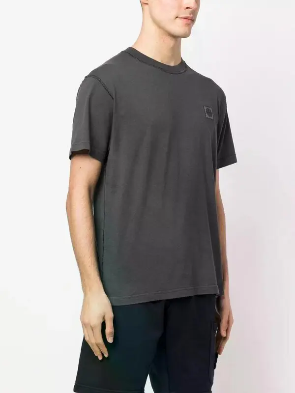 Stone Island Compass-patch Cotton T-shirt - Grey