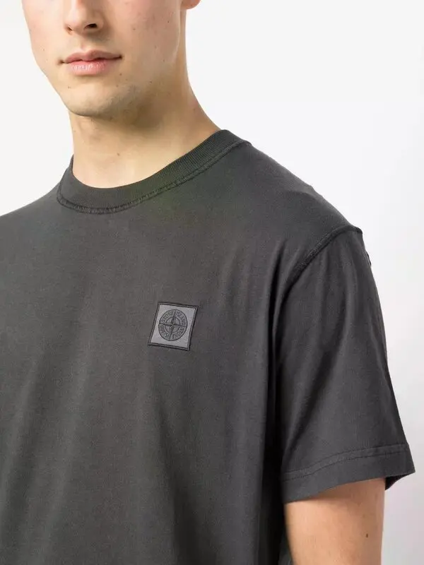 Stone Island Compass-patch Cotton T-shirt - Grey