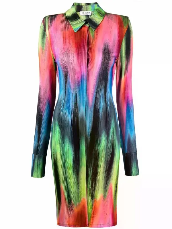 Attico Graphic-print Shirtdress - Green
