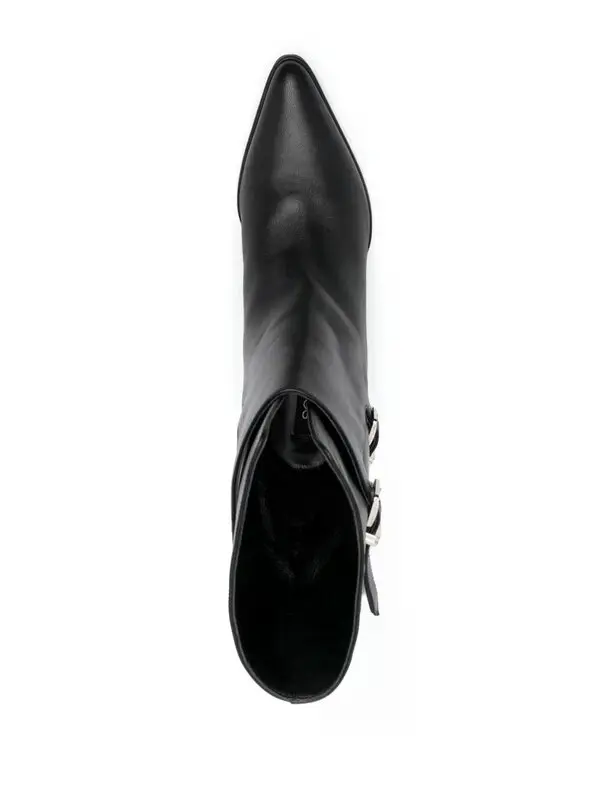 SERGIO ROSSI Leather Ankle Boots With Buckle Detail