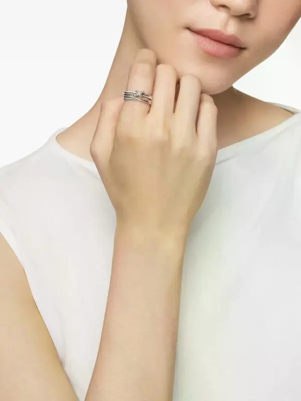 David Yurman Sterling Crossover Diamond Band Ring