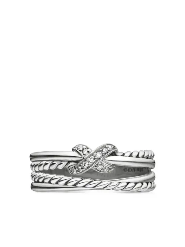 David Yurman Sterling Crossover Diamond Band Ring