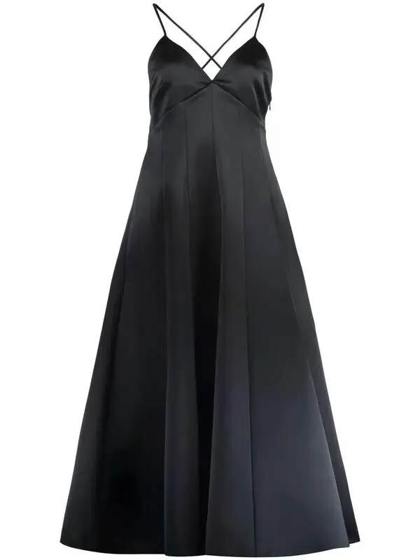 Philosophy Di Lorenzo Serafini Duchesse Dress With V-neck And Criss-cross Straps