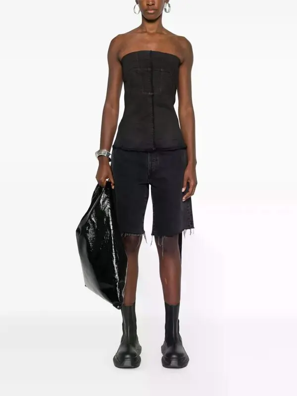 Rick Owens Cotton Blend Denim Bustier Top
