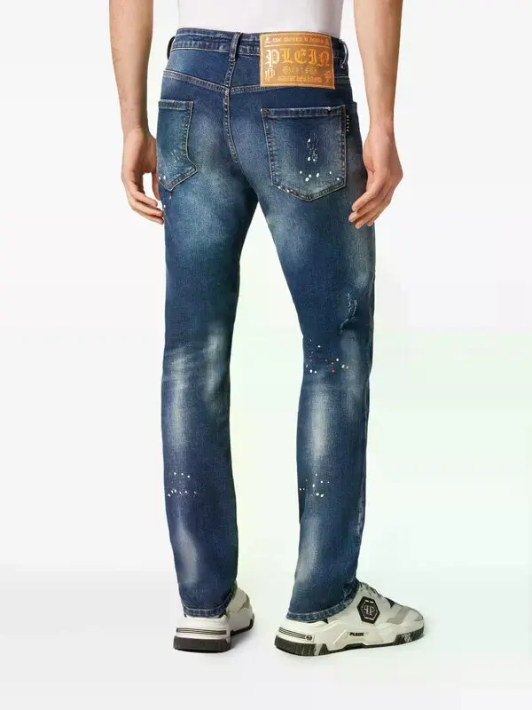 Philipp Plein Skull Paint-splatter Straight-leg Jeans