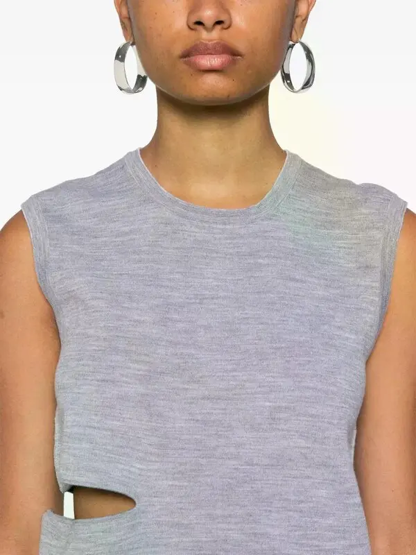 Fendi Sleeveless Crewneck Top With Ff-pattern Detail