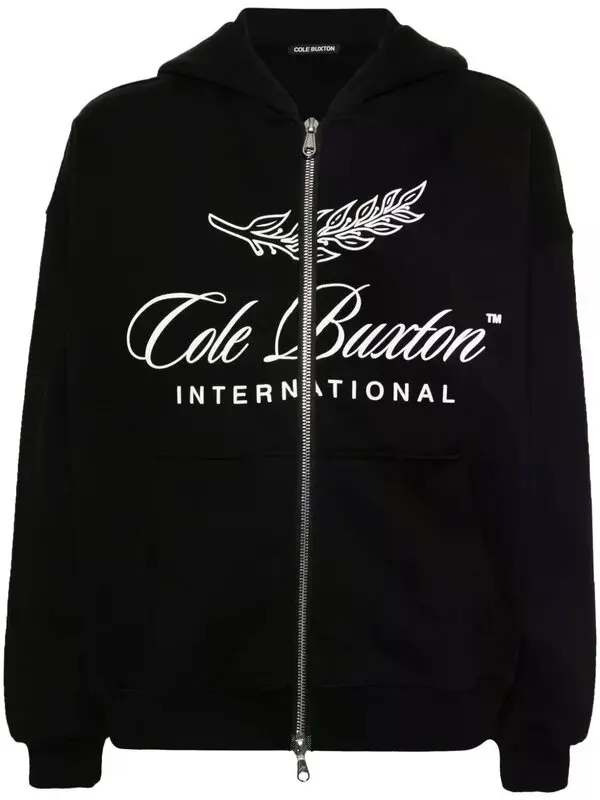 COLE BUXTON International Logo-print Hoodie - Black