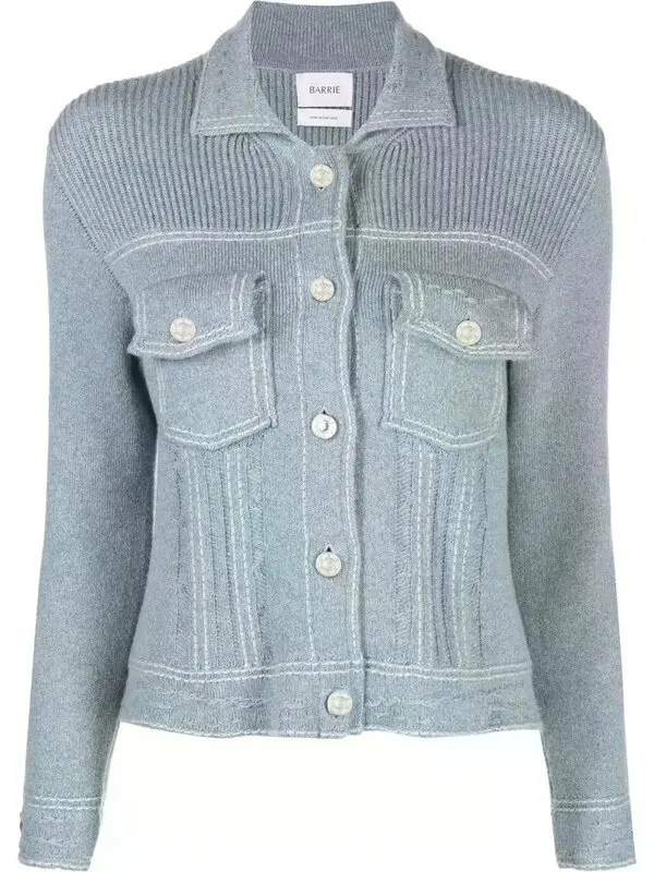 BARRIE Contrast-stitch Knitted Jacket