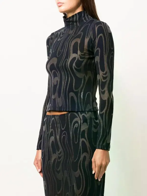 Eckhaus Latta Abstract Pattern Long Sleeve Top