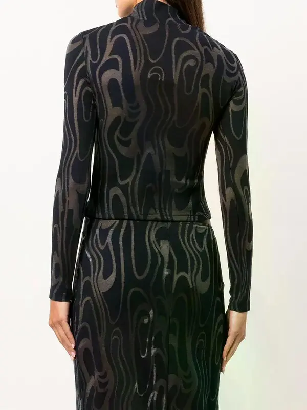 Eckhaus Latta Abstract Pattern Long Sleeve Top