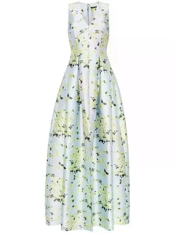 Sachin & Babi Brooke Floral-print Mikado Gown - Blue