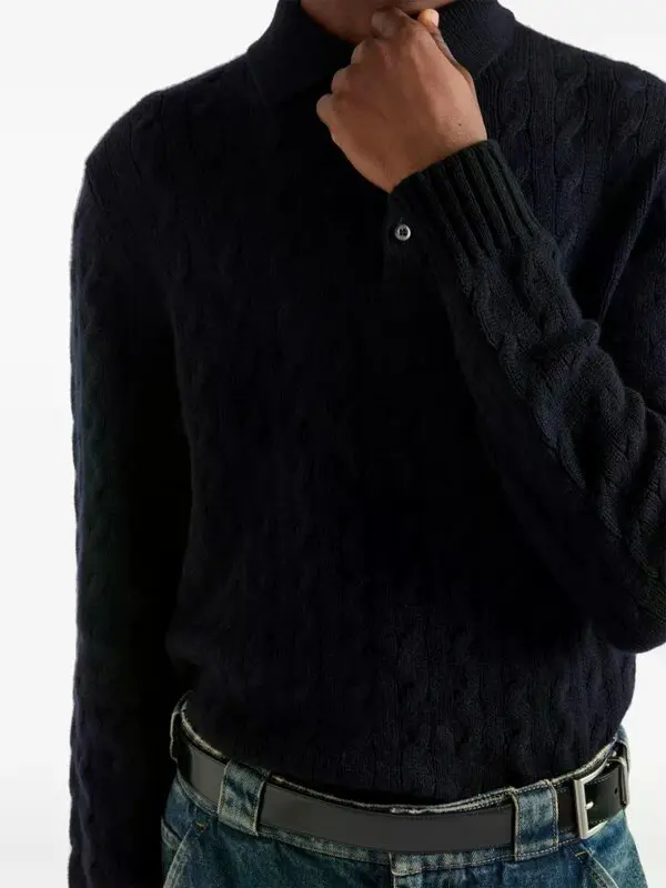 Prada Cable Knit Polo Sweater