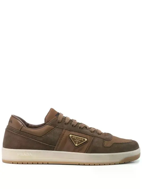 Prada Downtown Panelled Suede And Leather Sneakers