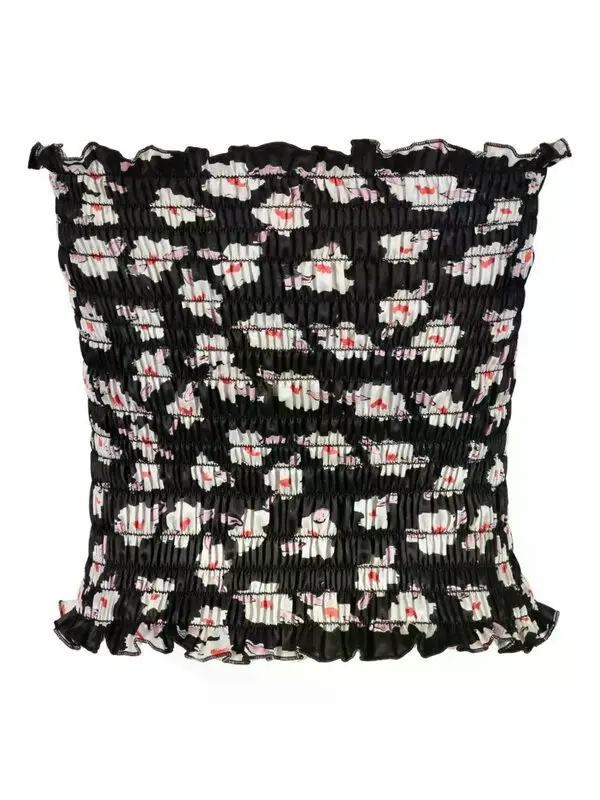 AMY CROOKES Floral Print Strapless Top